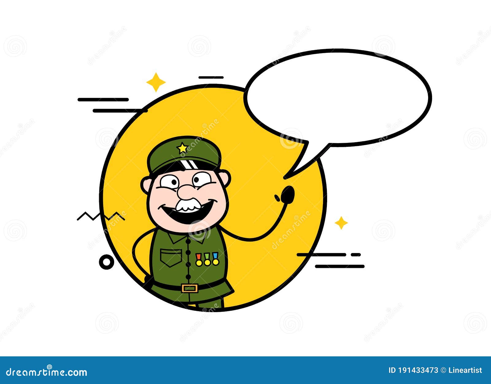 Cartoon Military Man with Chat Bubble Stock Illustration - Illustration ...