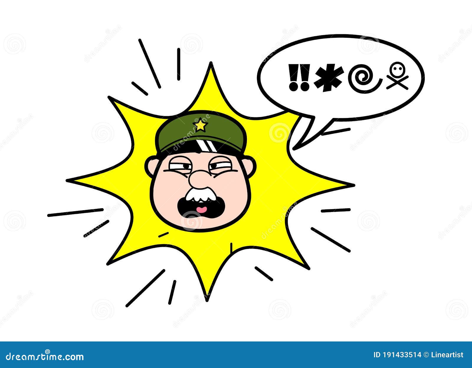 Cartoon Military Man Shouting and Abusing Stock Illustration ...