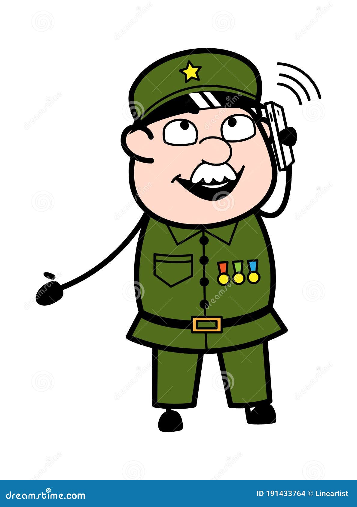 Cartoon Military Man Talking on Cell Phone Stock Illustration ...