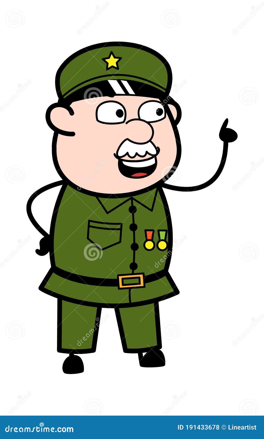 Cartoon Military Man Talking Happy Stock Illustration - Illustration of ...