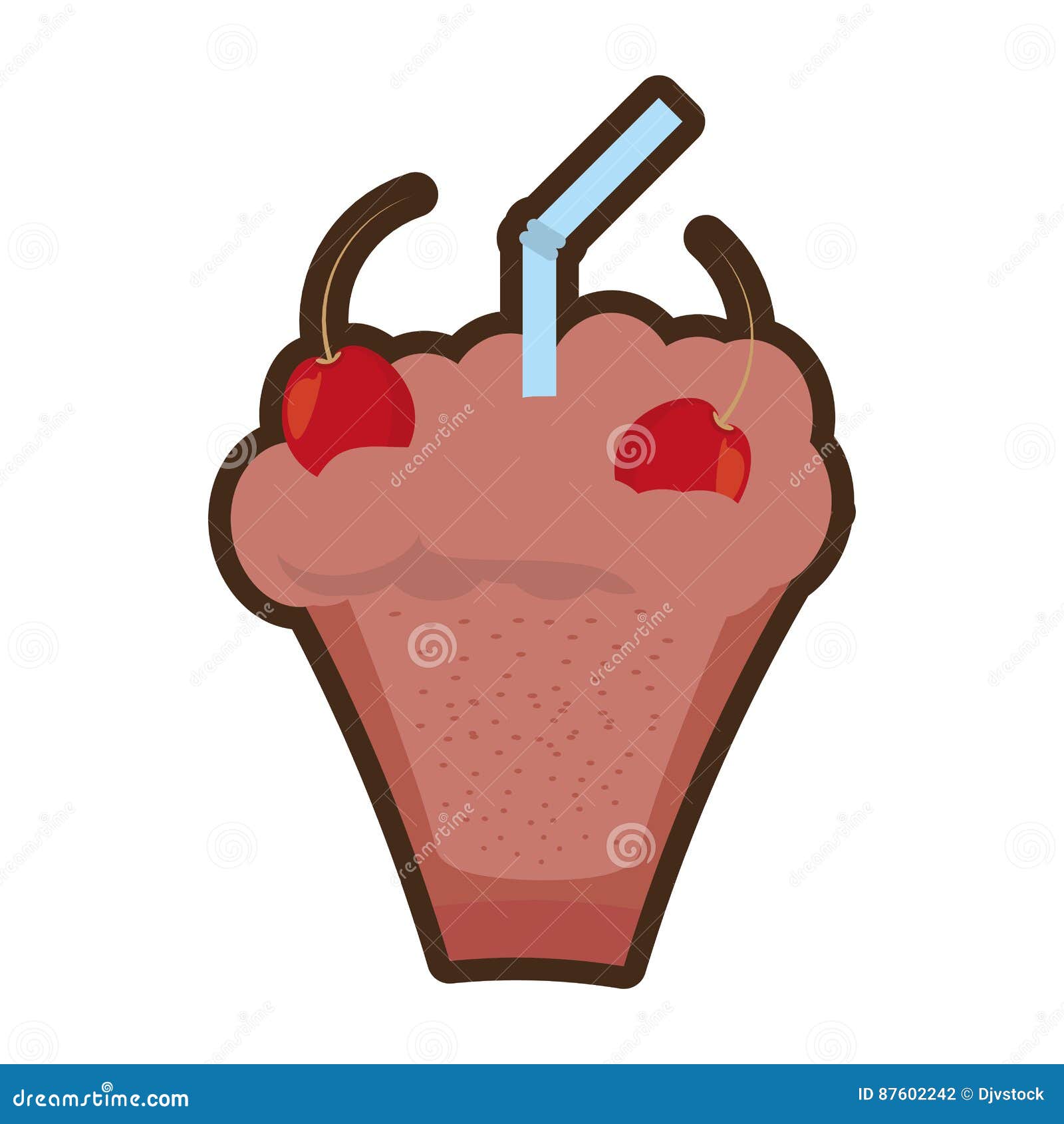 Cartoon Milk Shake Chocolate Fresh Cherry Stock Illustration ...