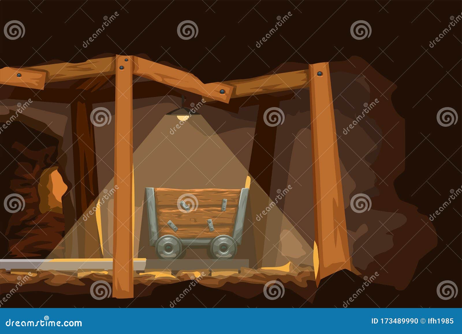 Cartoon Miner Wagon Side View Stock Vector - Illustration of dark ...