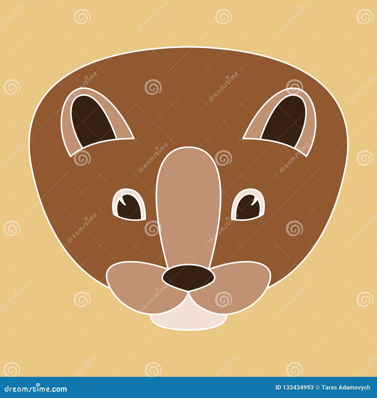 Cartoon Mink Face Vector Illustration, Lining Draw , Front ...