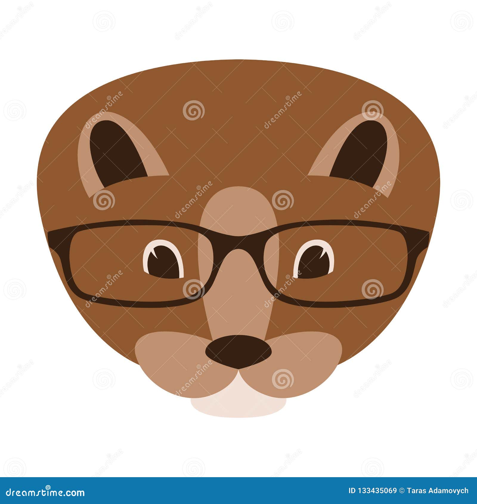 Cartoon Mink Face Vector Illustration, Flat Style, Front Stock Vector ...