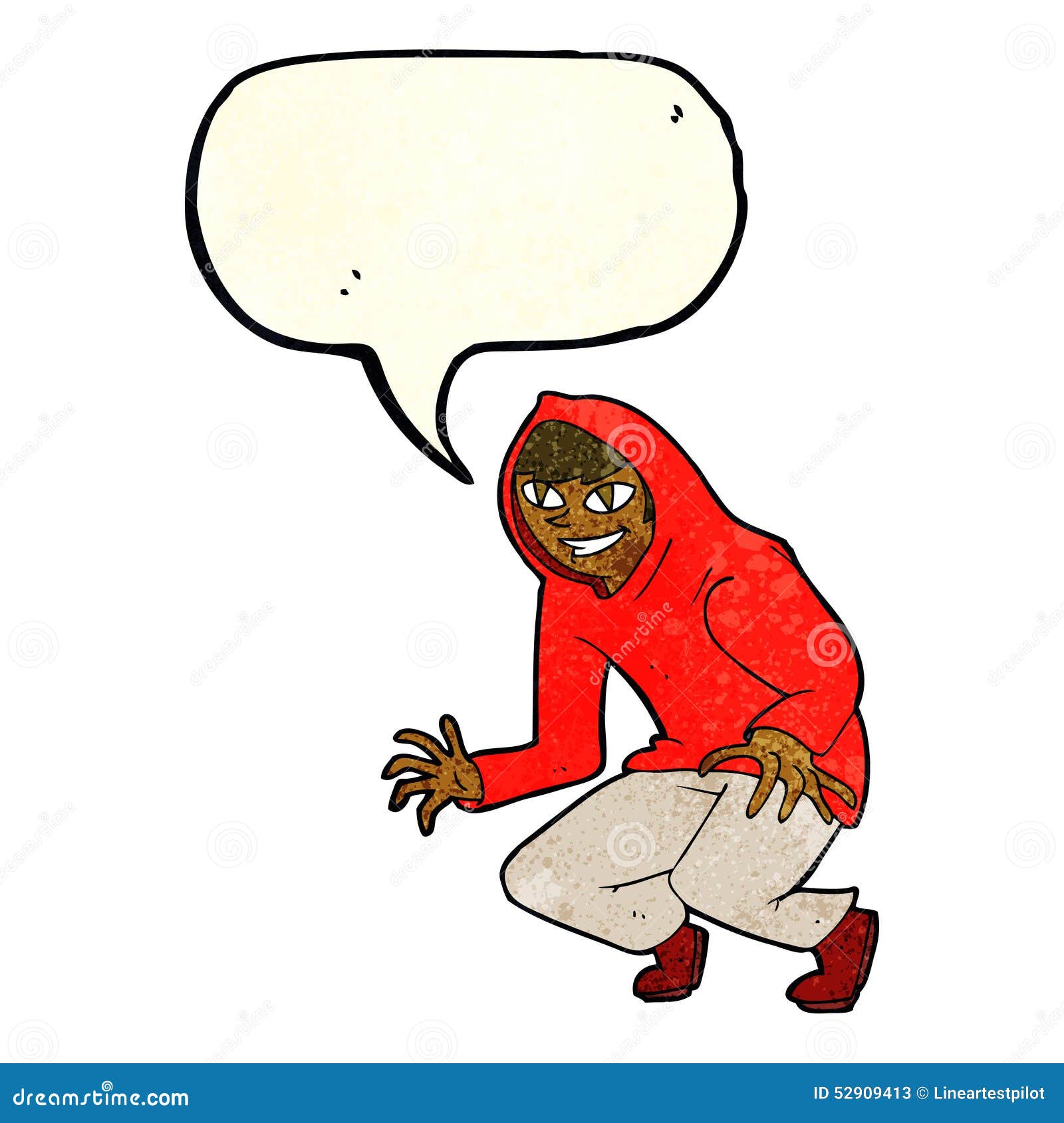 Cartoon Mischievous Boy in Hooded Top with Speech Bubble Stock ...