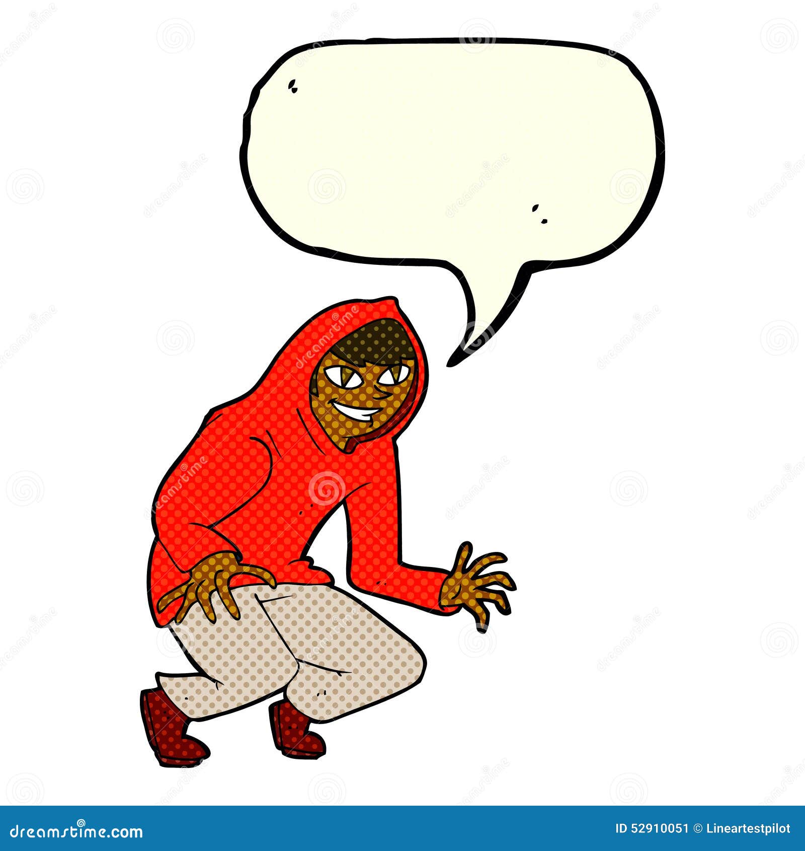 Cartoon Mischievous Boy in Hooded Top with Speech Bubble Stock ...