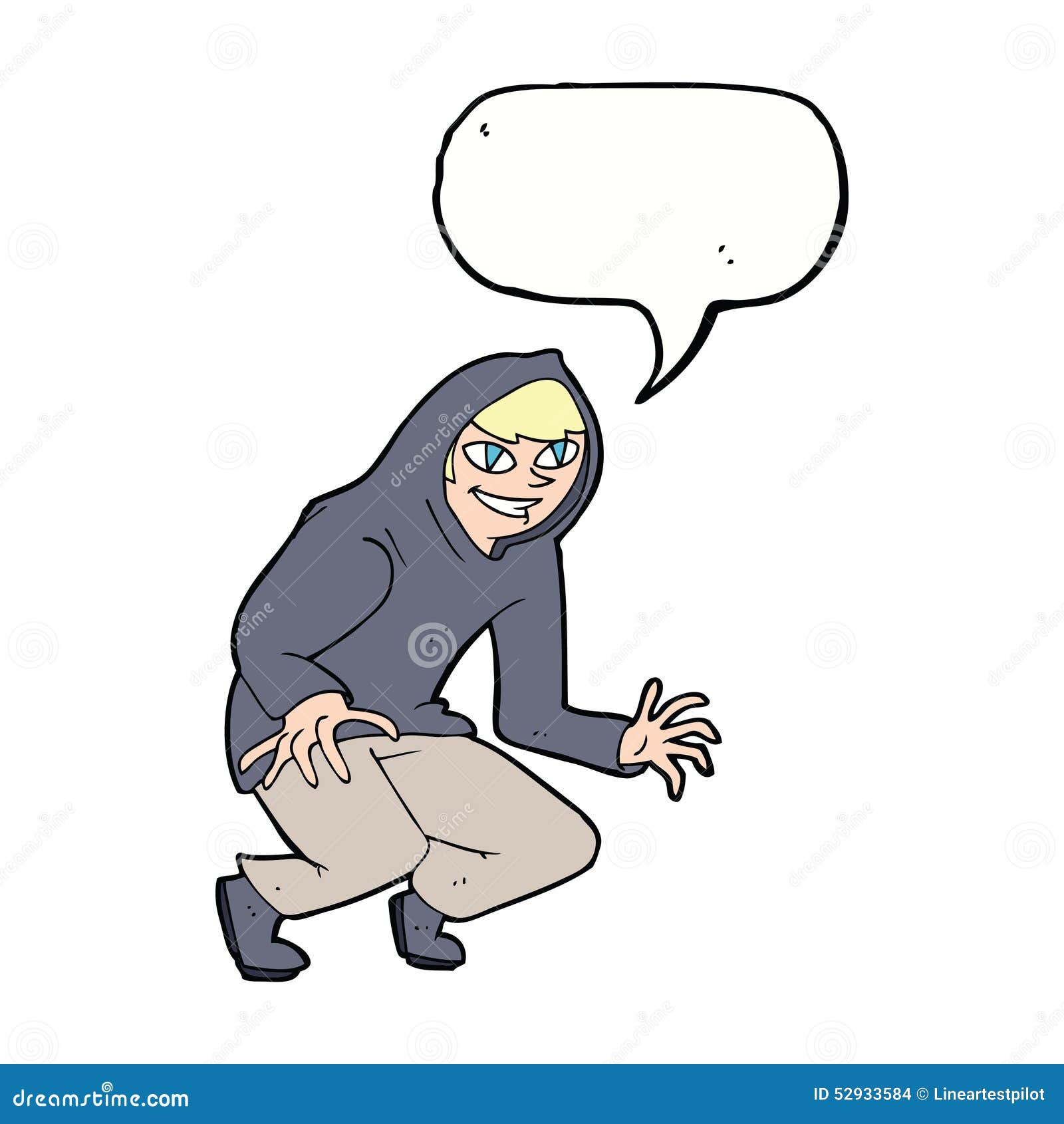 Cartoon Mischievous Boy in Hooded Top with Speech Bubble Stock ...