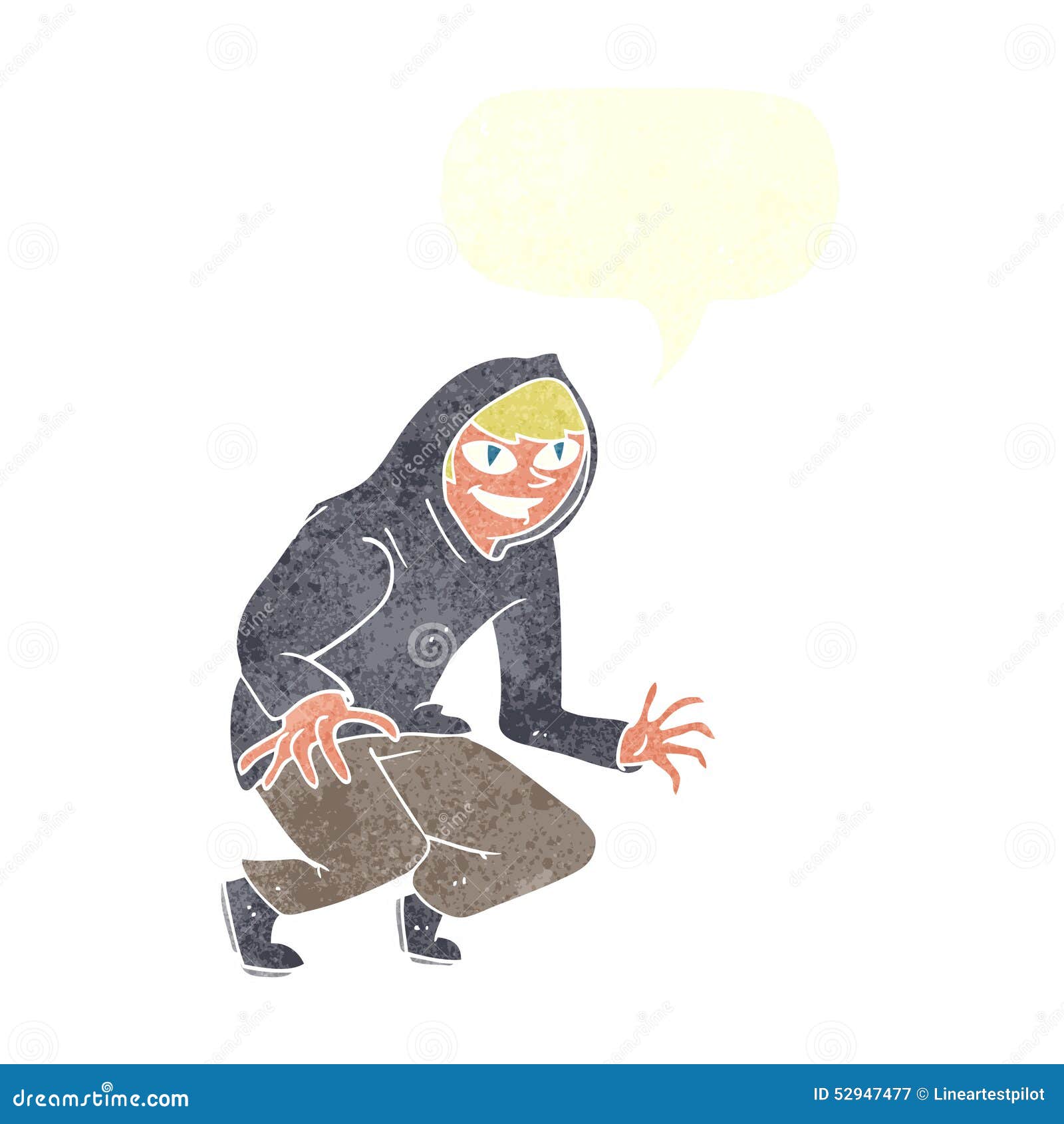 Cartoon Mischievous Boy in Hooded Top with Speech Bubble Stock ...