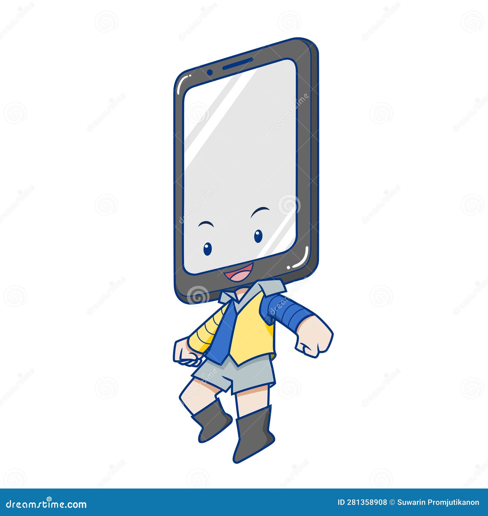 Cartoon mobile phone boy. stock vector. Illustration of cute - 281358908