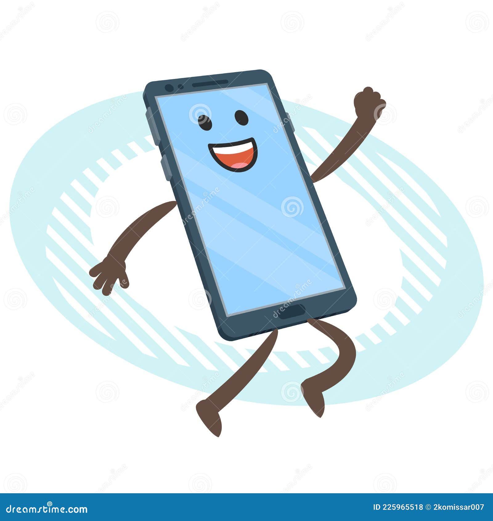 Cartoon Mobile Phone Character Joyfully Jumping Stock Vector ...