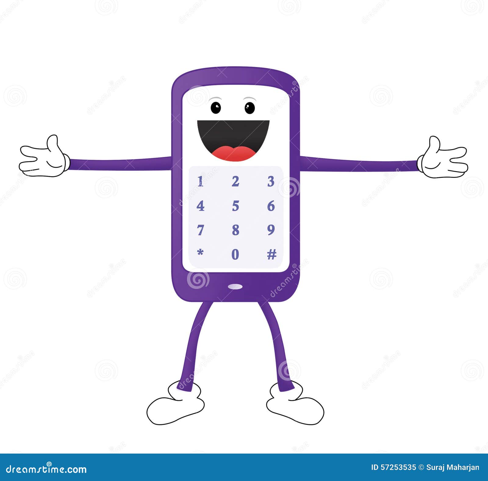 Cartoon Mobile Phone Character In T Pose Stock Illustration Image