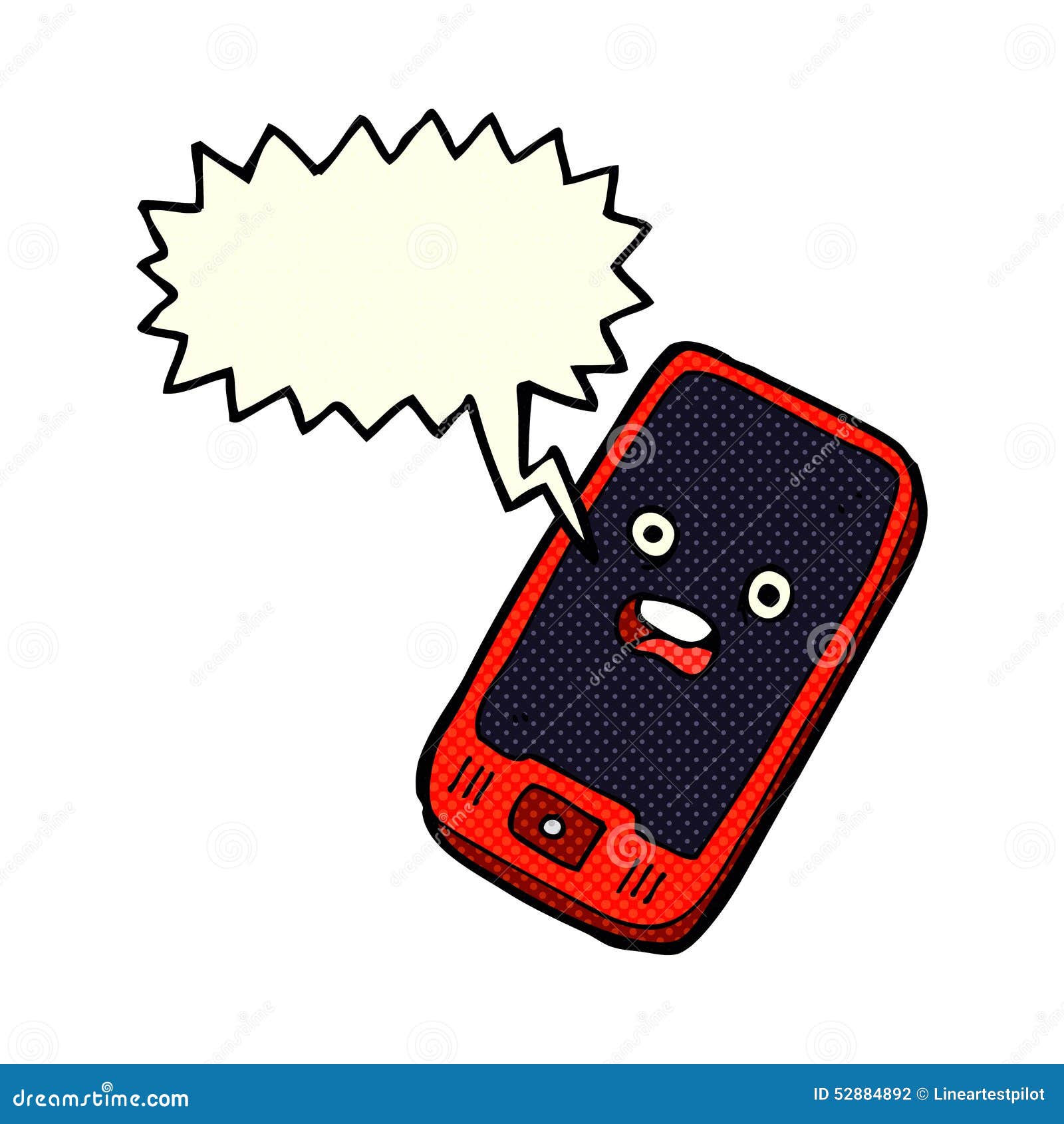 Cartoon Mobile Phone with Speech Bubble Stock Illustration ...