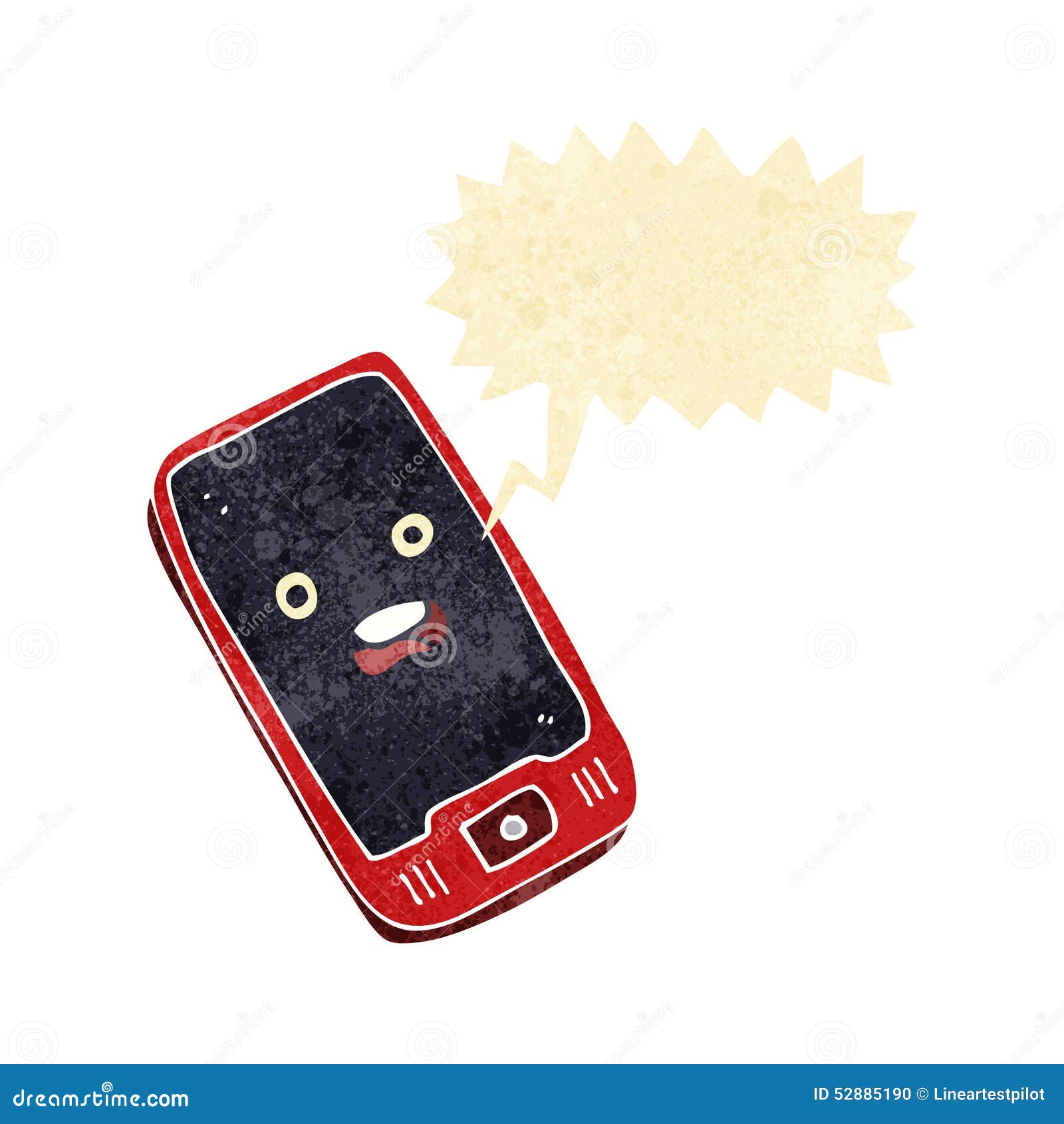 Cartoon Mobile Phone with Speech Bubble Stock Illustration ...