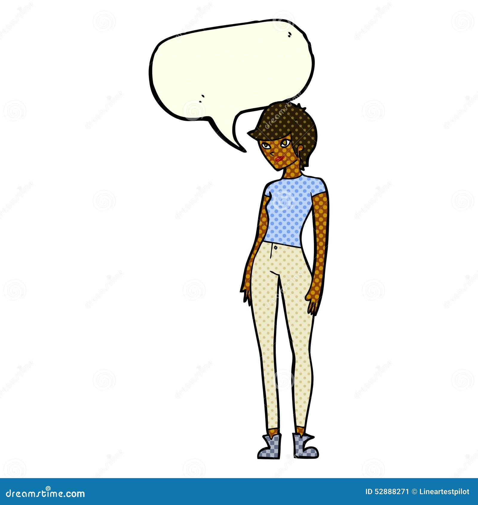 Cartoon Modern Attractive Woman With Speech Bubble Stock Illustration