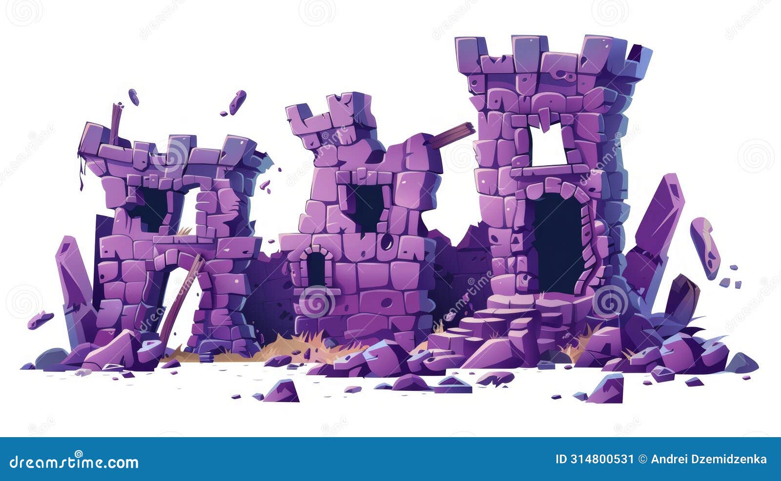 Cartoon Modern Illustration of a Destroyed Building, Damaged Structure ...