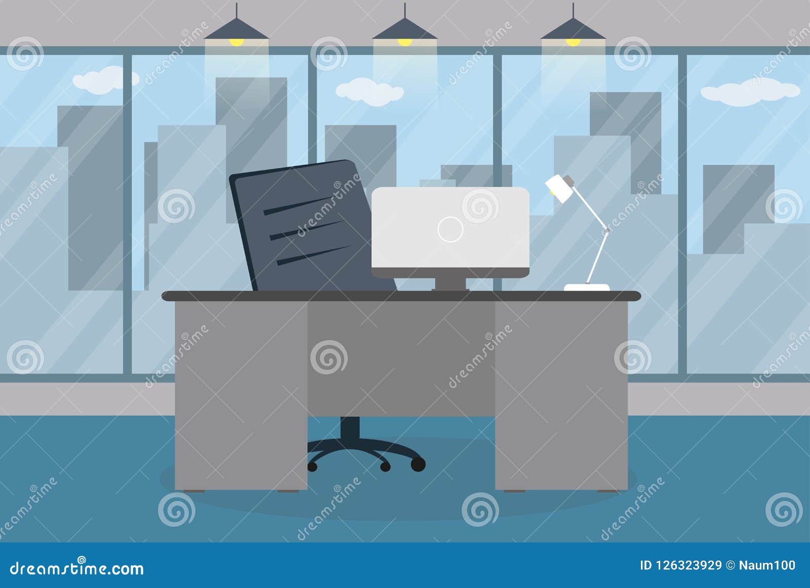 Cartoon Modern office, stock vector. Illustration of business - 126323929