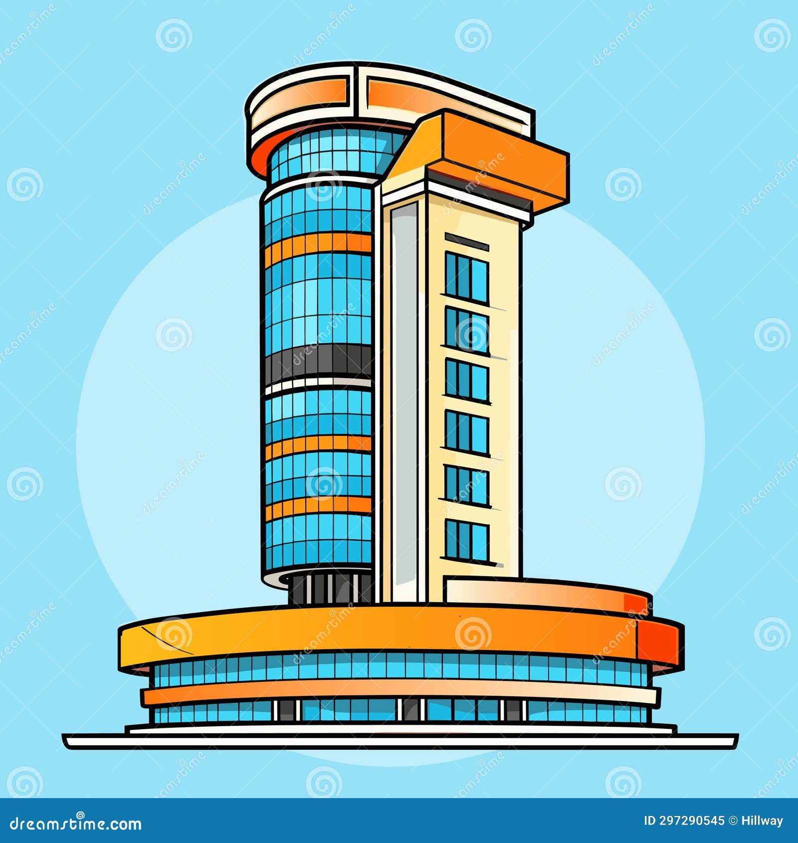 Cartoon Modern Skyscraper Building, Vector Illustration Stock Vector ...