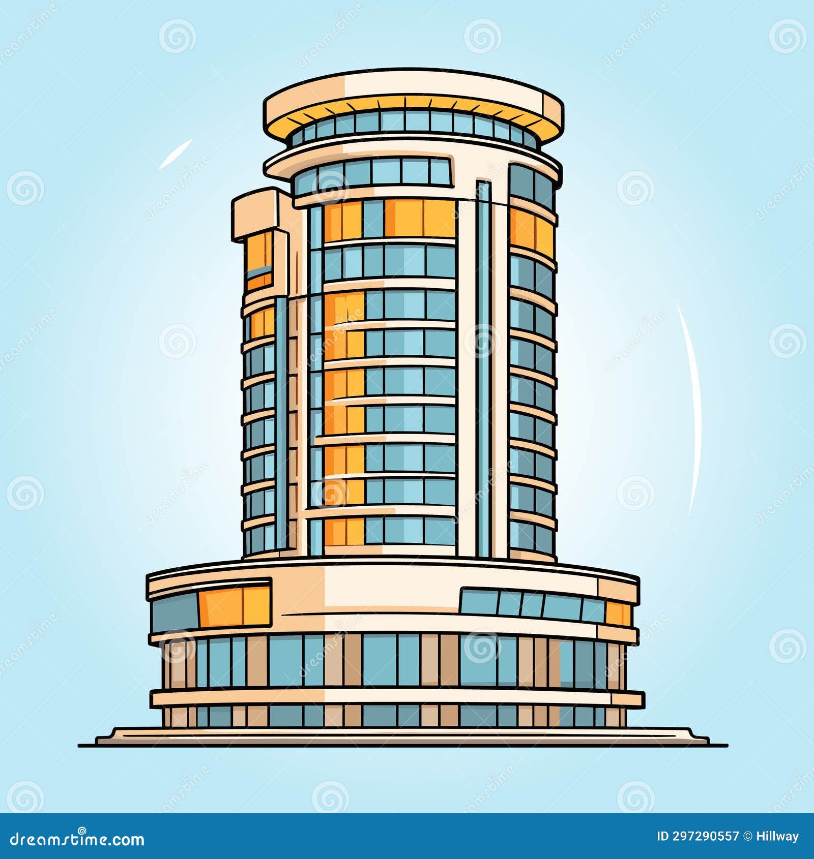 Cartoon Modern Skyscraper Building, Vector Illustration Stock Vector ...