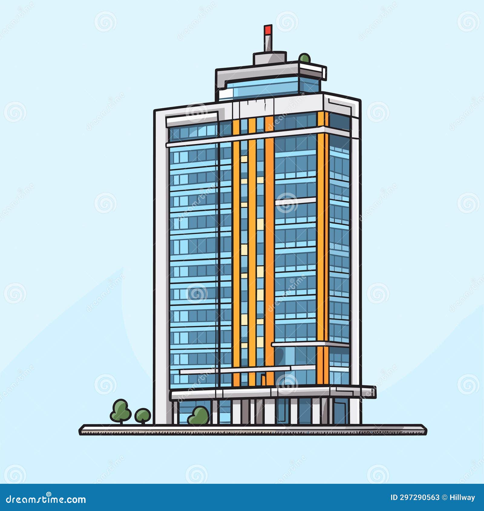 Cartoon Modern Skyscraper Building, Vector Illustration Stock ...