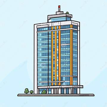 Cartoon Modern Skyscraper Building, Vector Illustration Stock ...