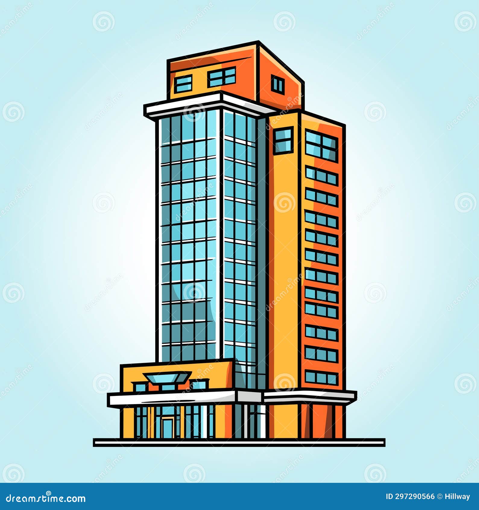 Cartoon Modern Skyscraper Building, Vector Illustration Stock ...