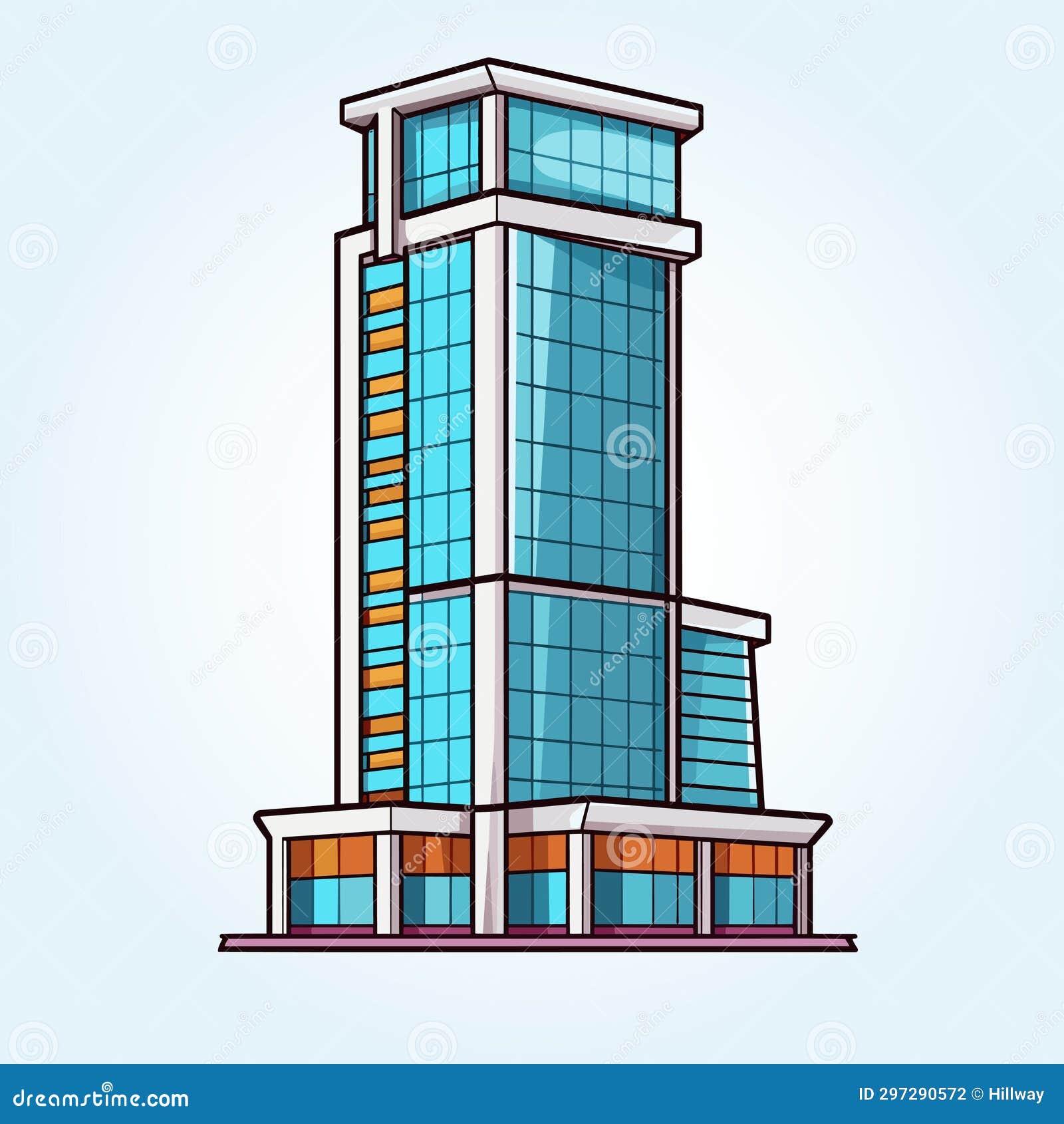 Cartoon Modern Skyscraper Building, Vector Illustration Stock ...