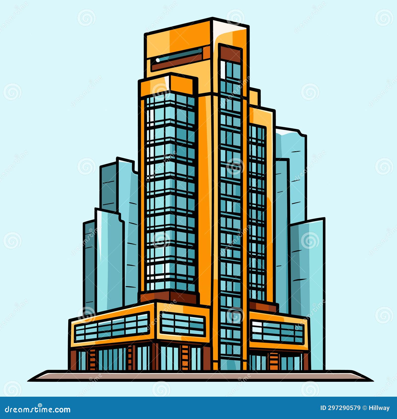 Cartoon Modern Skyscraper Building, Vector Illustration Stock ...