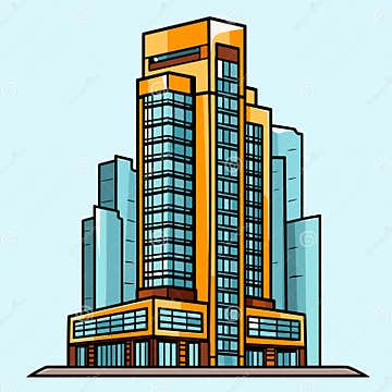 Cartoon Modern Skyscraper Building, Vector Illustration Stock ...
