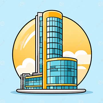 Cartoon Modern Skyscraper Building, Vector Illustration Stock ...