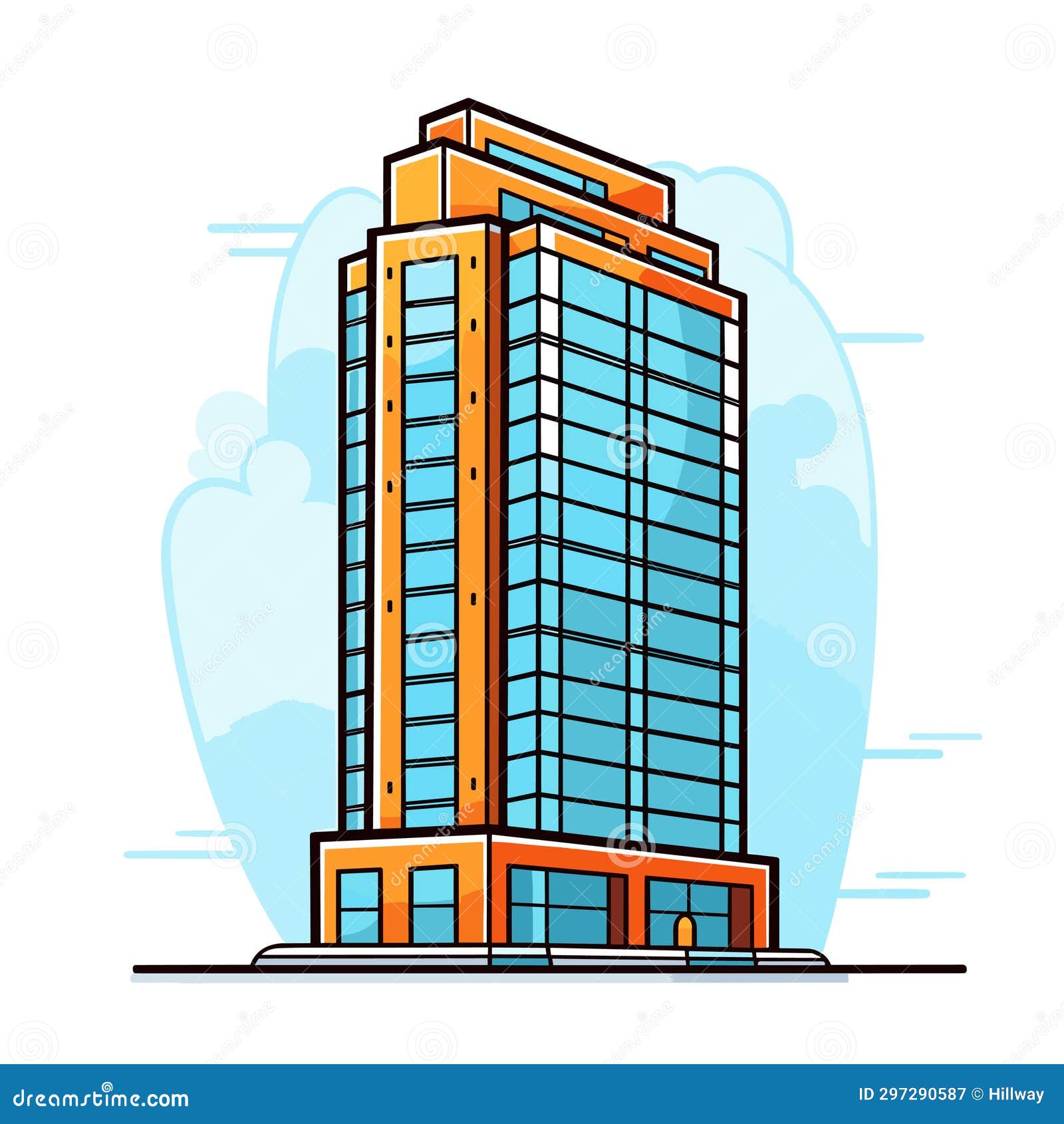 Cartoon Modern Skyscraper Building, Vector Illustration Stock Vector ...