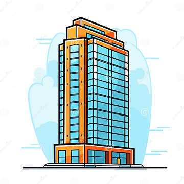 Cartoon Modern Skyscraper Building, Vector Illustration Stock Vector ...