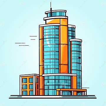Cartoon Modern Skyscraper Building, Vector Illustration Stock Vector ...
