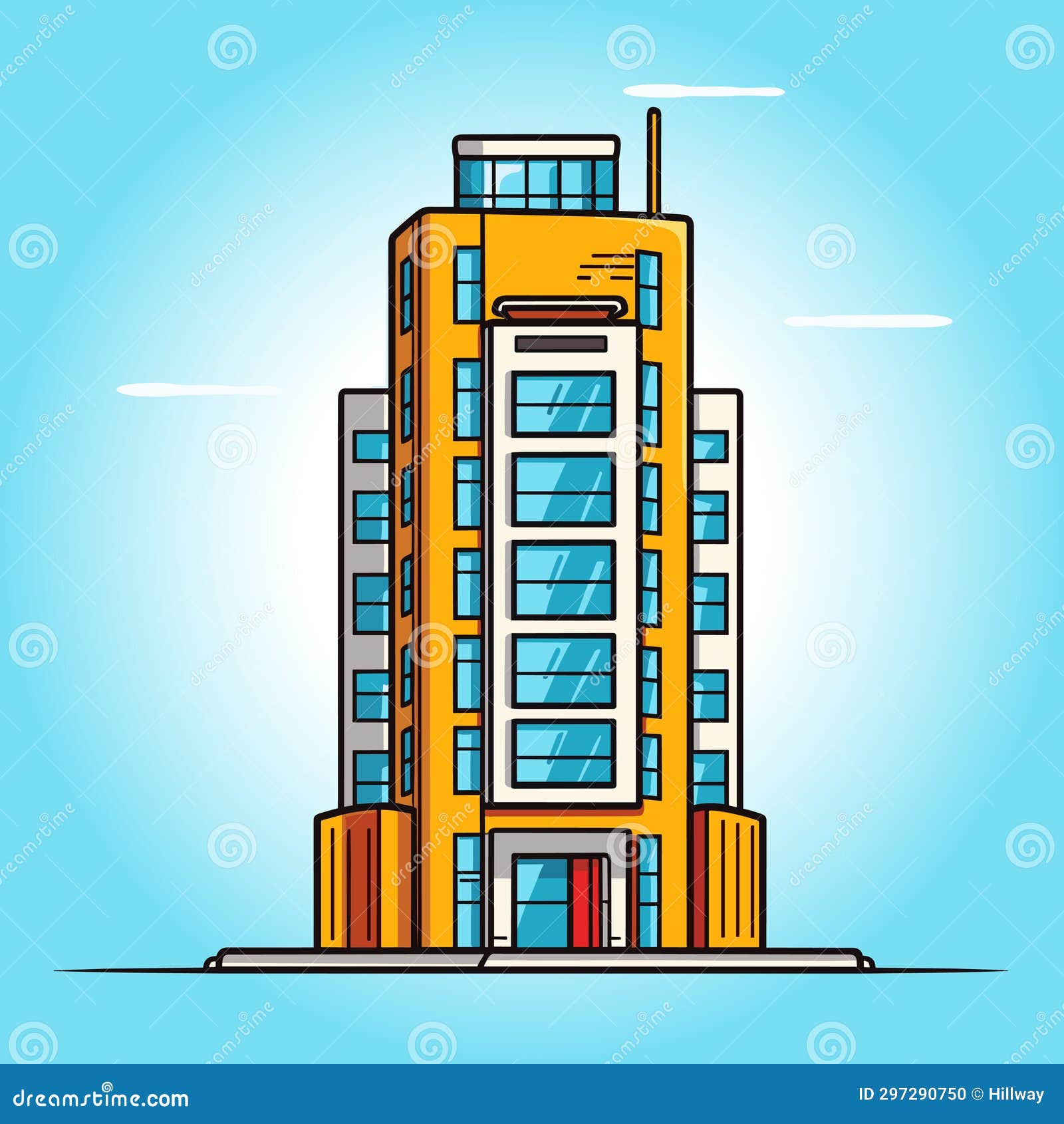 Cartoon Modern Skyscraper Building, Vector Illustration Stock Vector ...