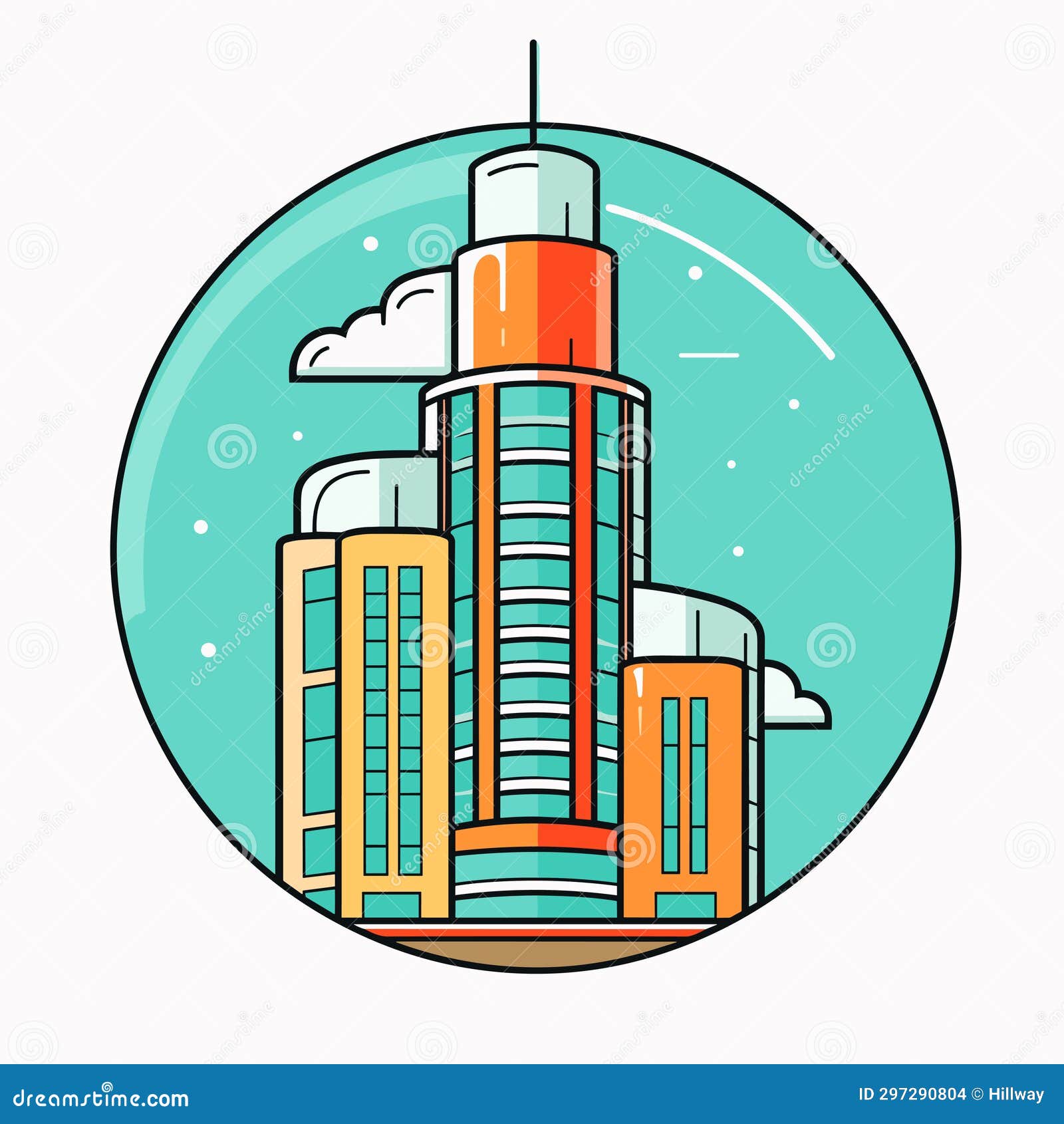 Cartoon Modern Skyscraper Building, Vector Illustration Stock ...