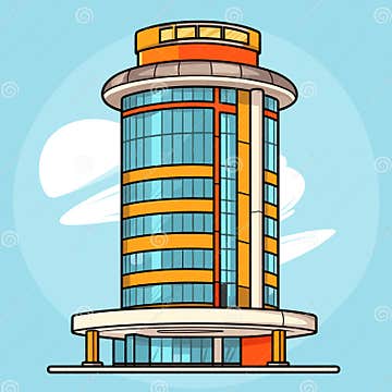 Cartoon Modern Skyscraper Building, Vector Illustration Stock Vector ...