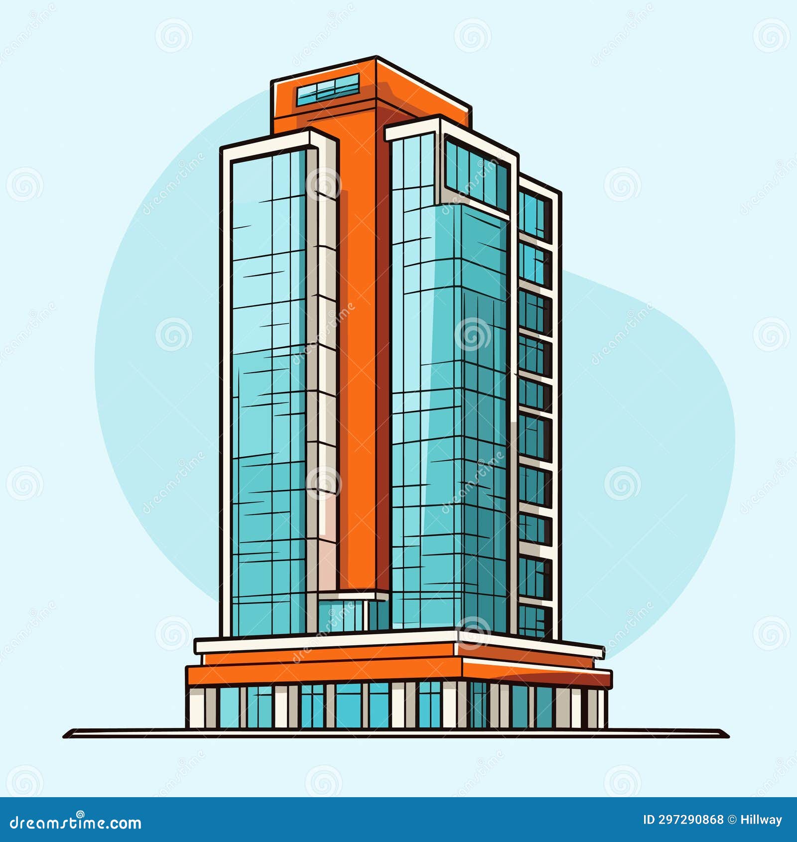 Cartoon Modern Skyscraper Building, Vector Illustration Stock ...