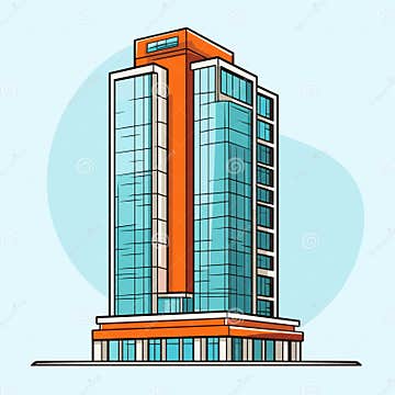 Cartoon Modern Skyscraper Building, Vector Illustration Stock ...