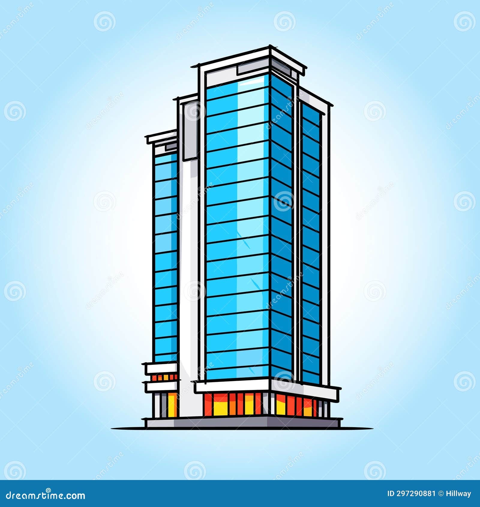 Cartoon Modern Skyscraper Building, Vector Illustration Stock ...