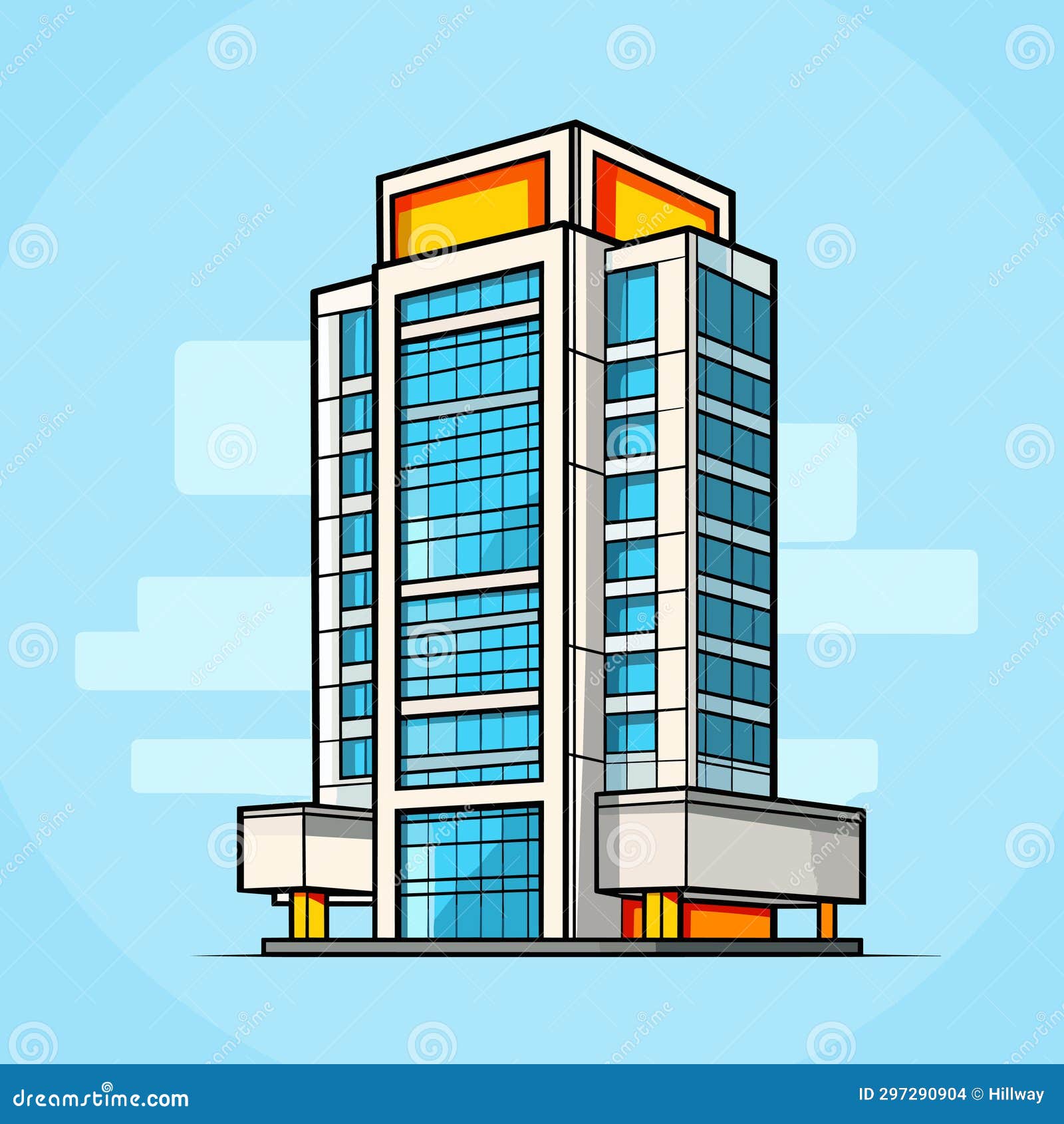 Cartoon Modern Skyscraper Building, Vector Illustration Stock Vector ...