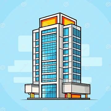 Cartoon Modern Skyscraper Building, Vector Illustration Stock Vector ...