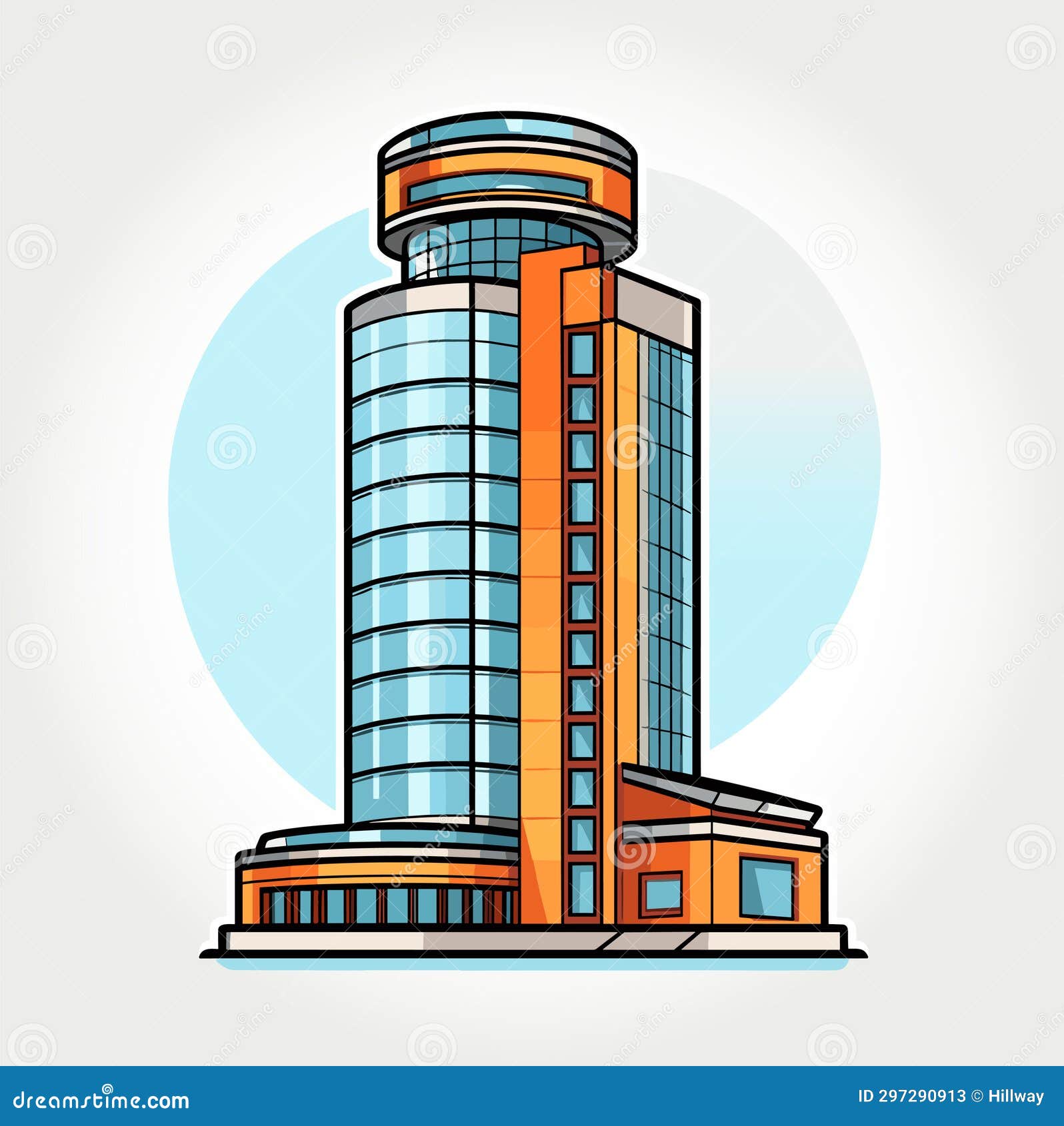 Cartoon Modern Skyscraper Building, Vector Illustration Stock ...