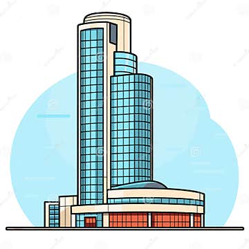 Cartoon Modern Skyscraper Building, Vector Illustration Stock Vector ...