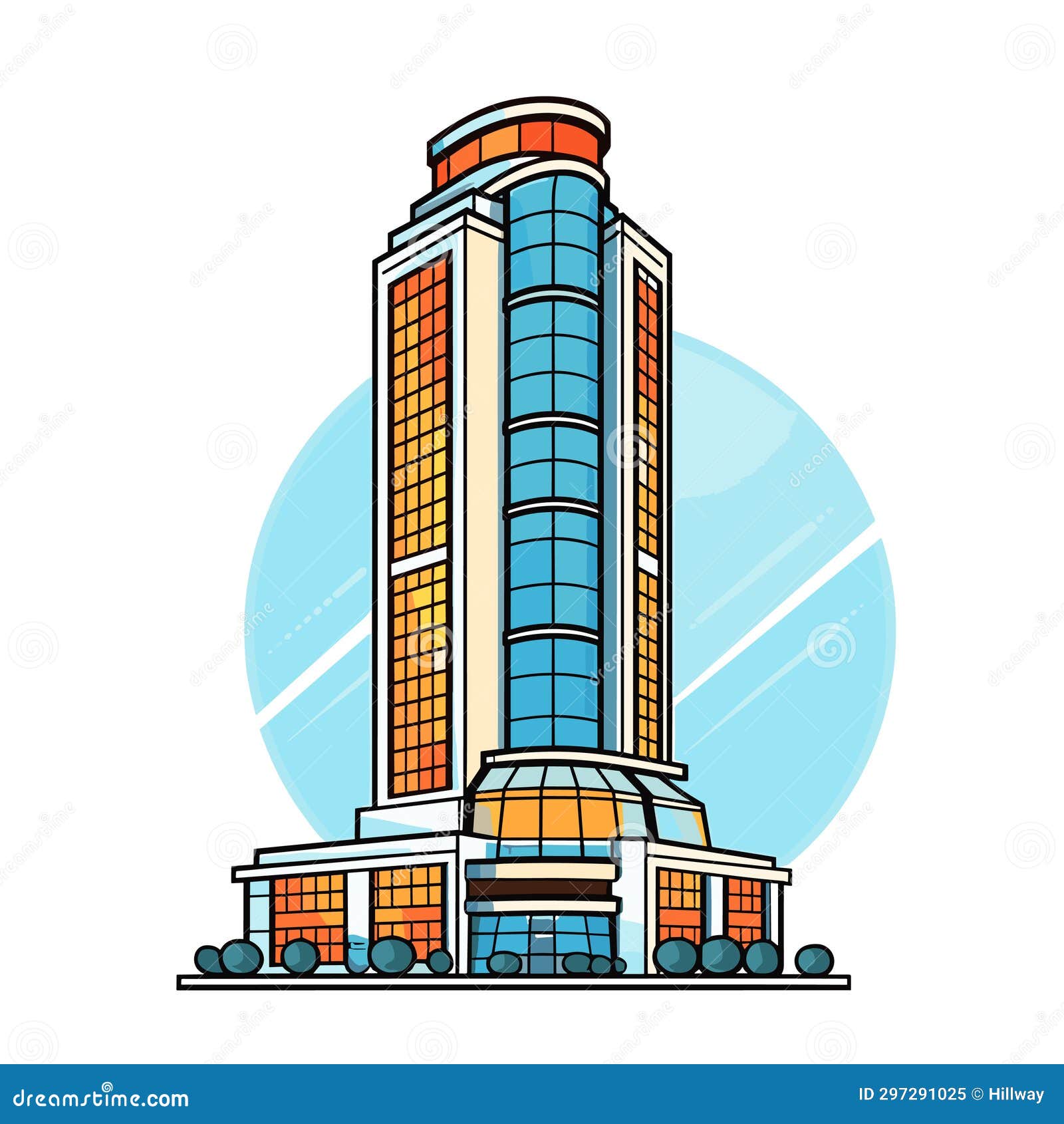 Cartoon Modern Skyscraper Building, Vector Illustration Stock ...