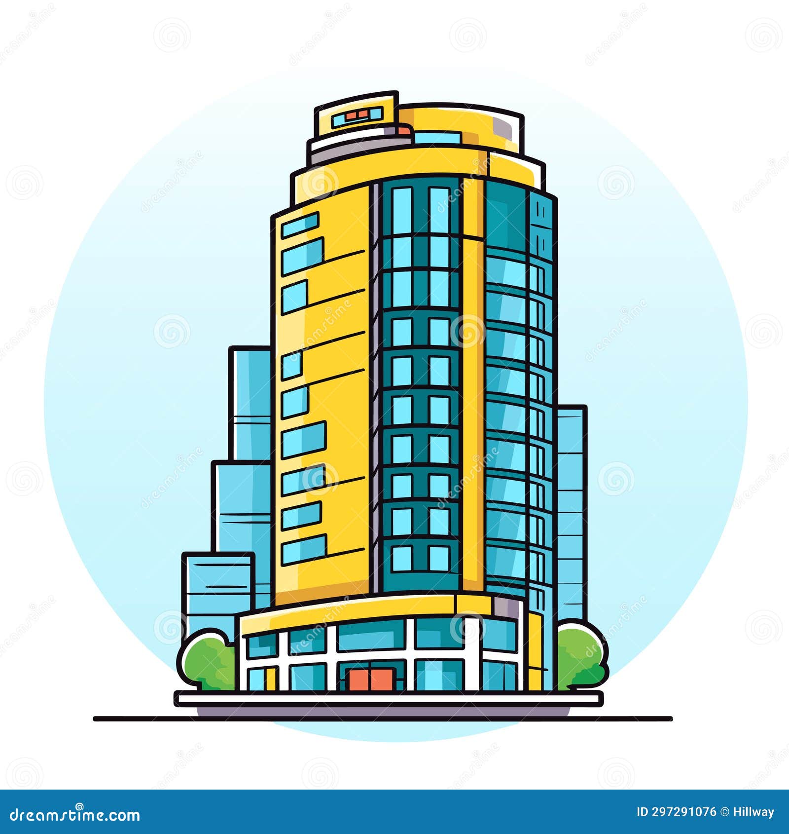 Cartoon Modern Skyscraper Building, Vector Illustration Stock ...