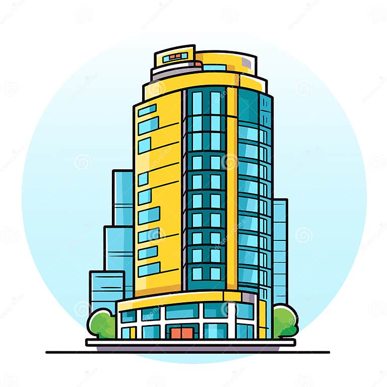Cartoon Modern Skyscraper Building, Vector Illustration Stock ...