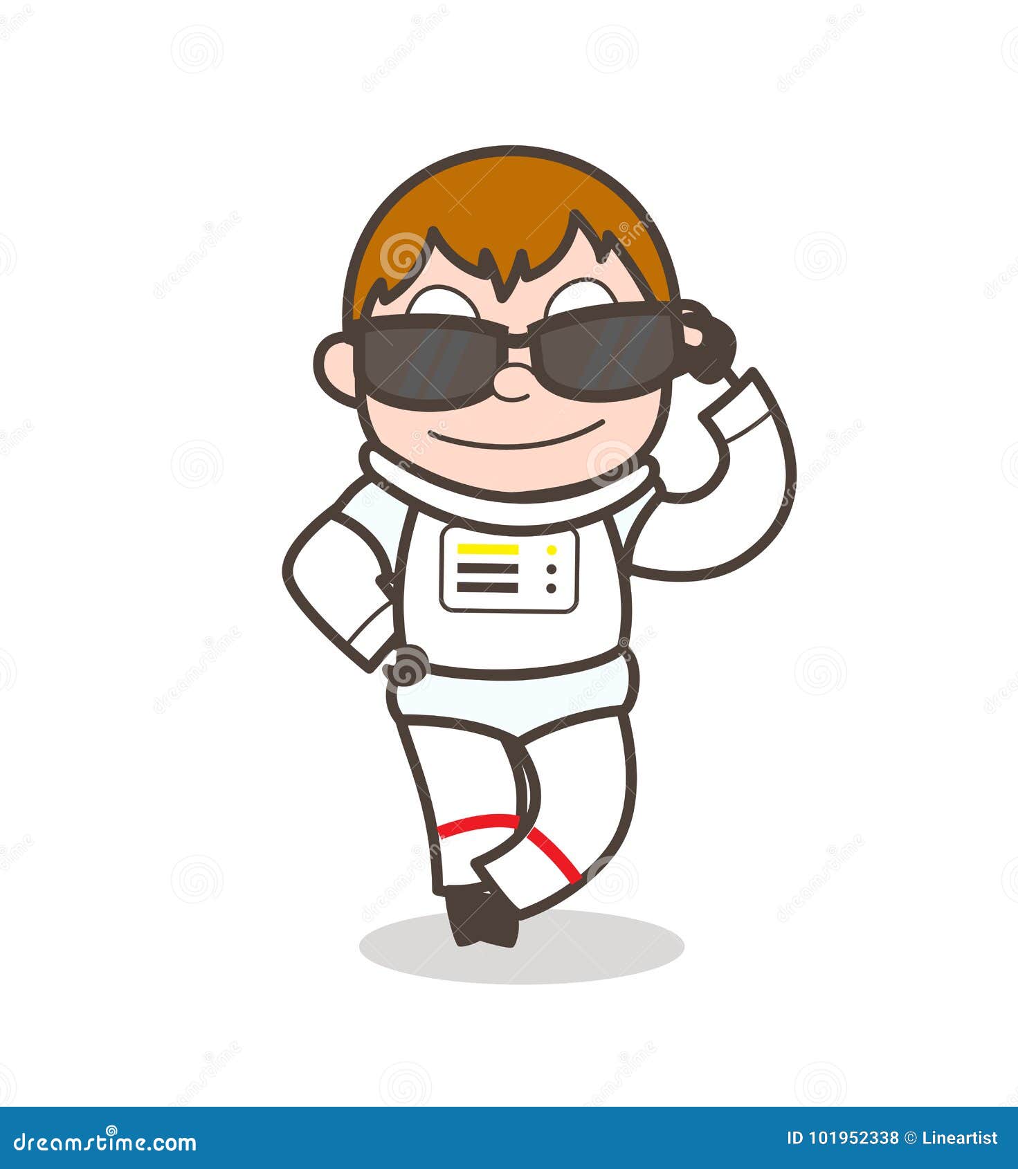Cartoon Modern Spaceman Wears Sunglasses and Standing in Style Vector ...