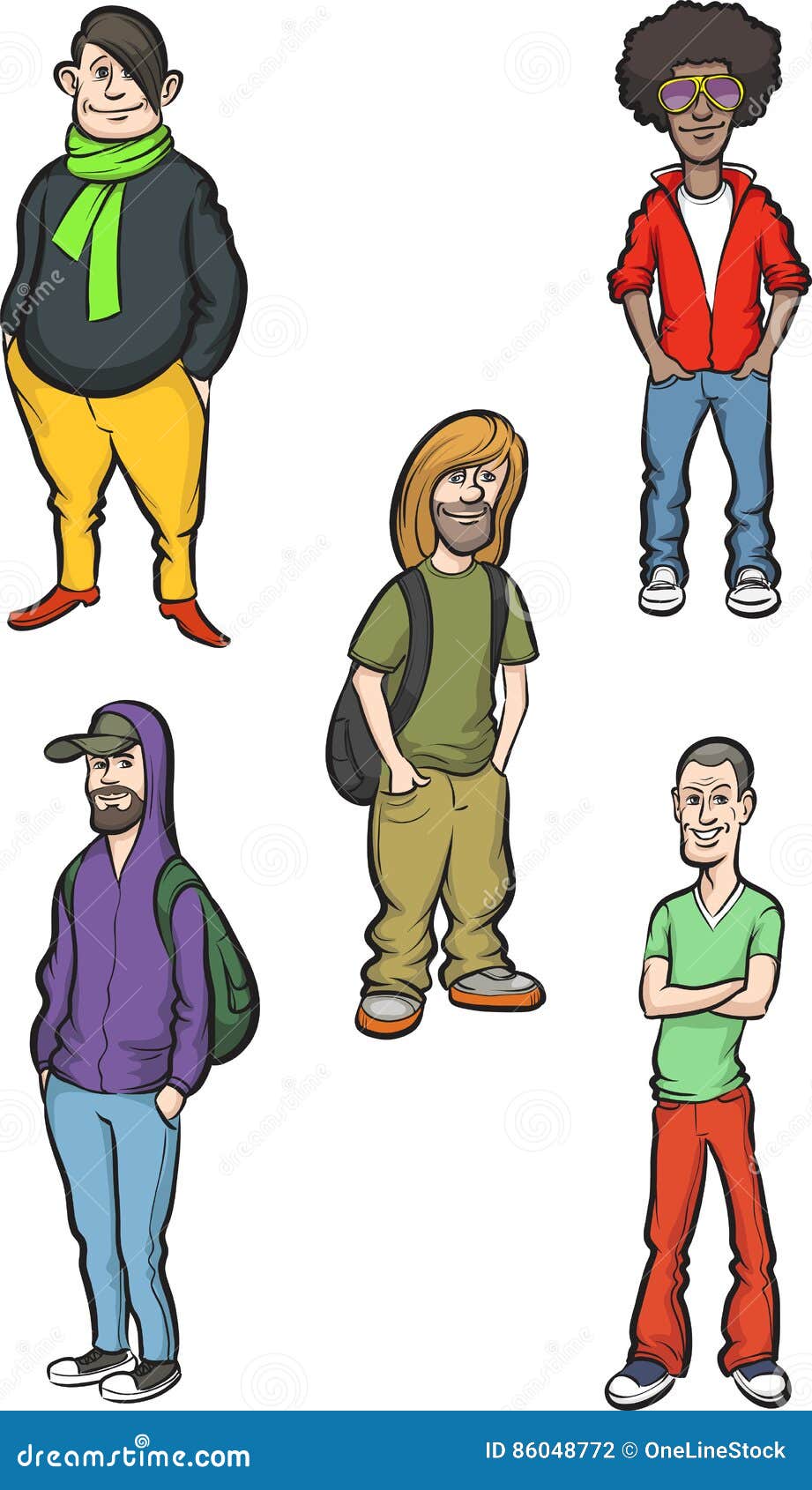 Cartoon modern young men stock vector. Illustration of group - 86048772