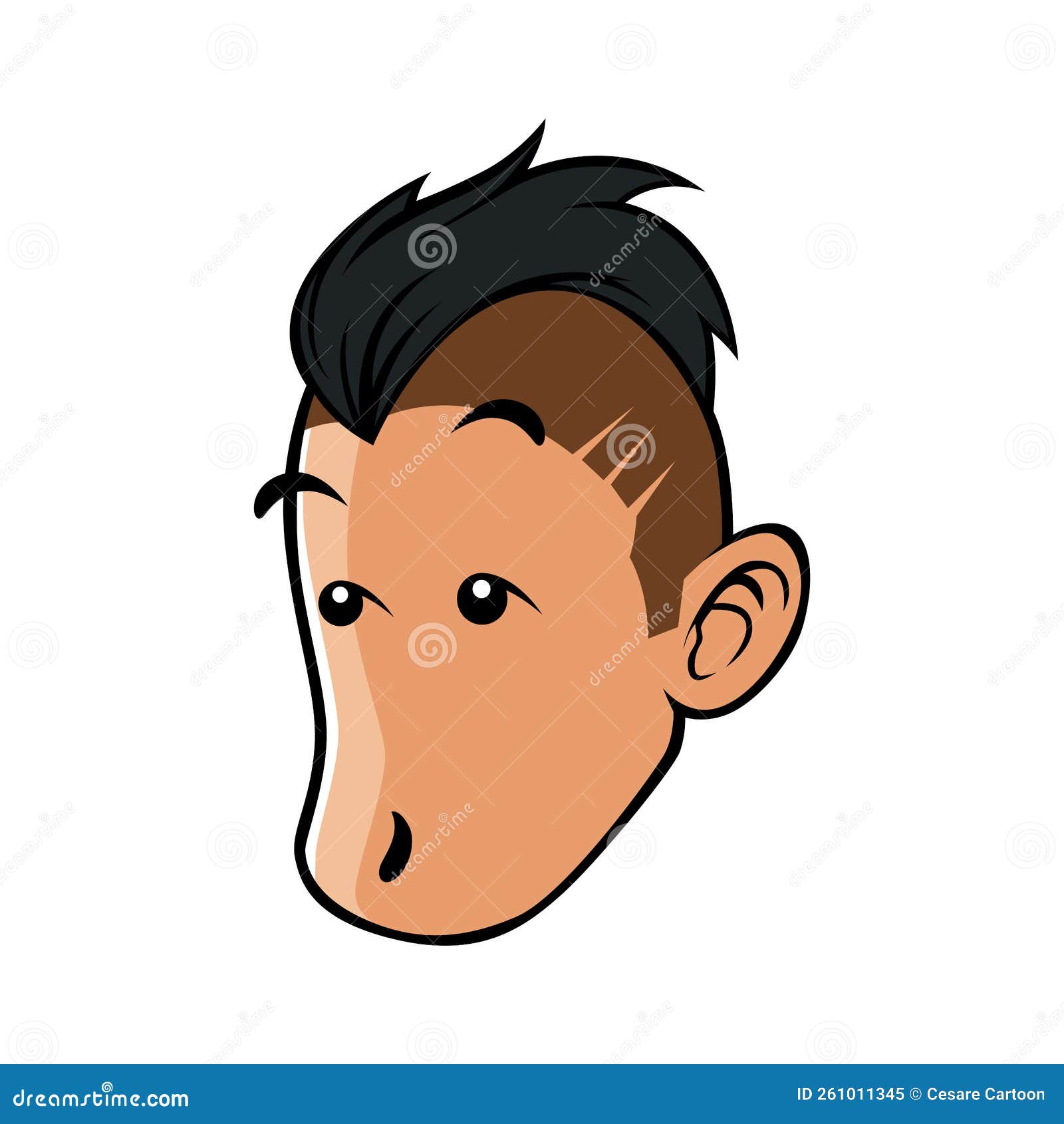 Cartoon mohawk amazed stock vector. Illustration of flat - 261011345