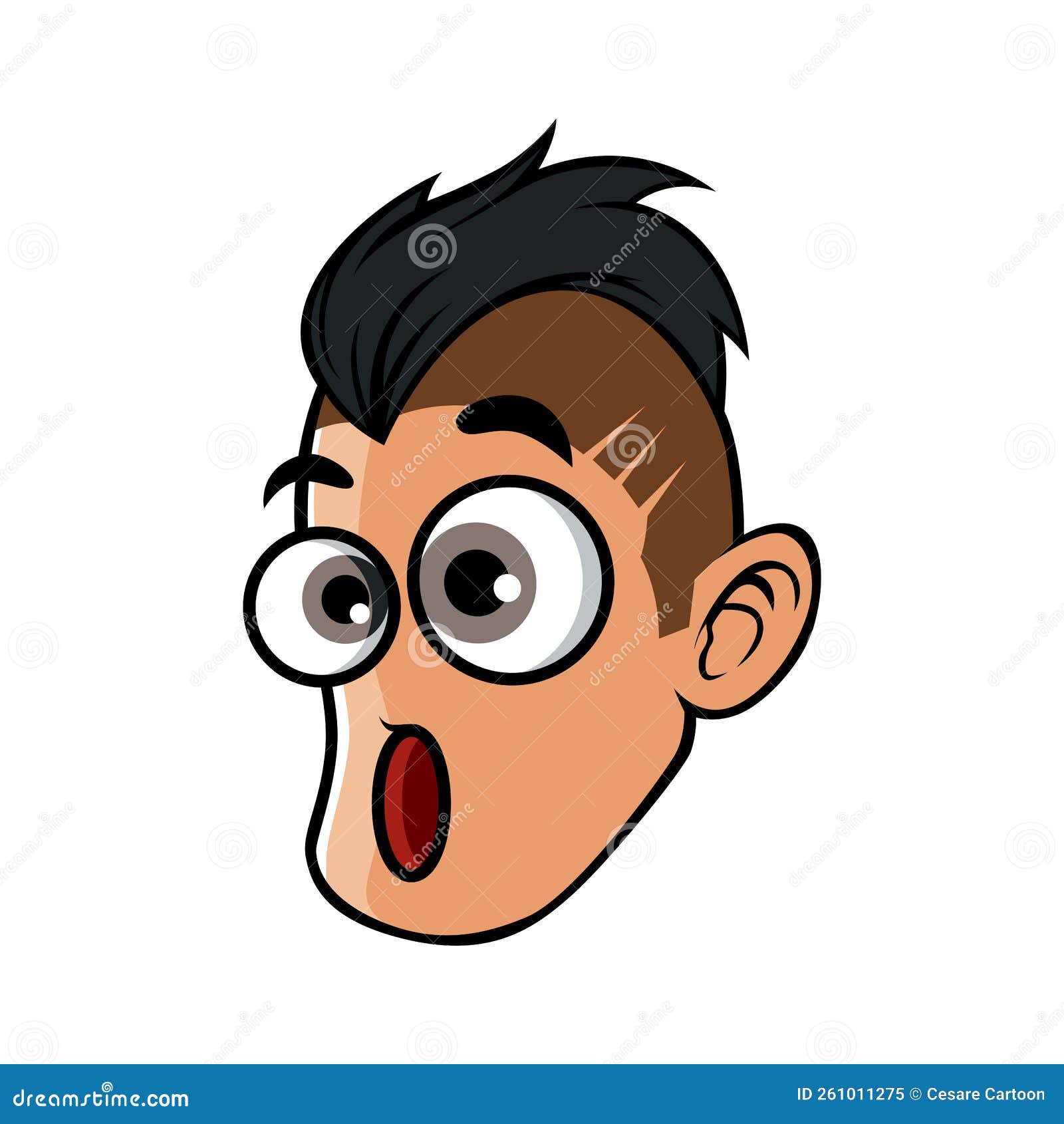 Cartoon mohawk verbaasd vector illustratie. Illustration of embleem ...