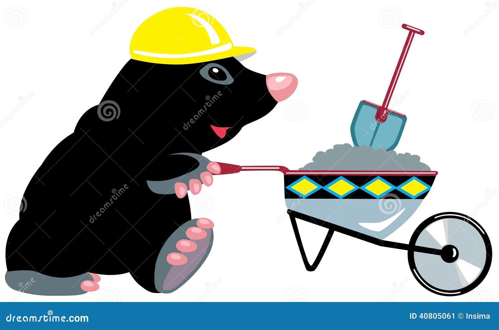 Mole Builder Is Digging A Tunnel With Jackhammer Cartoon Vector ...
